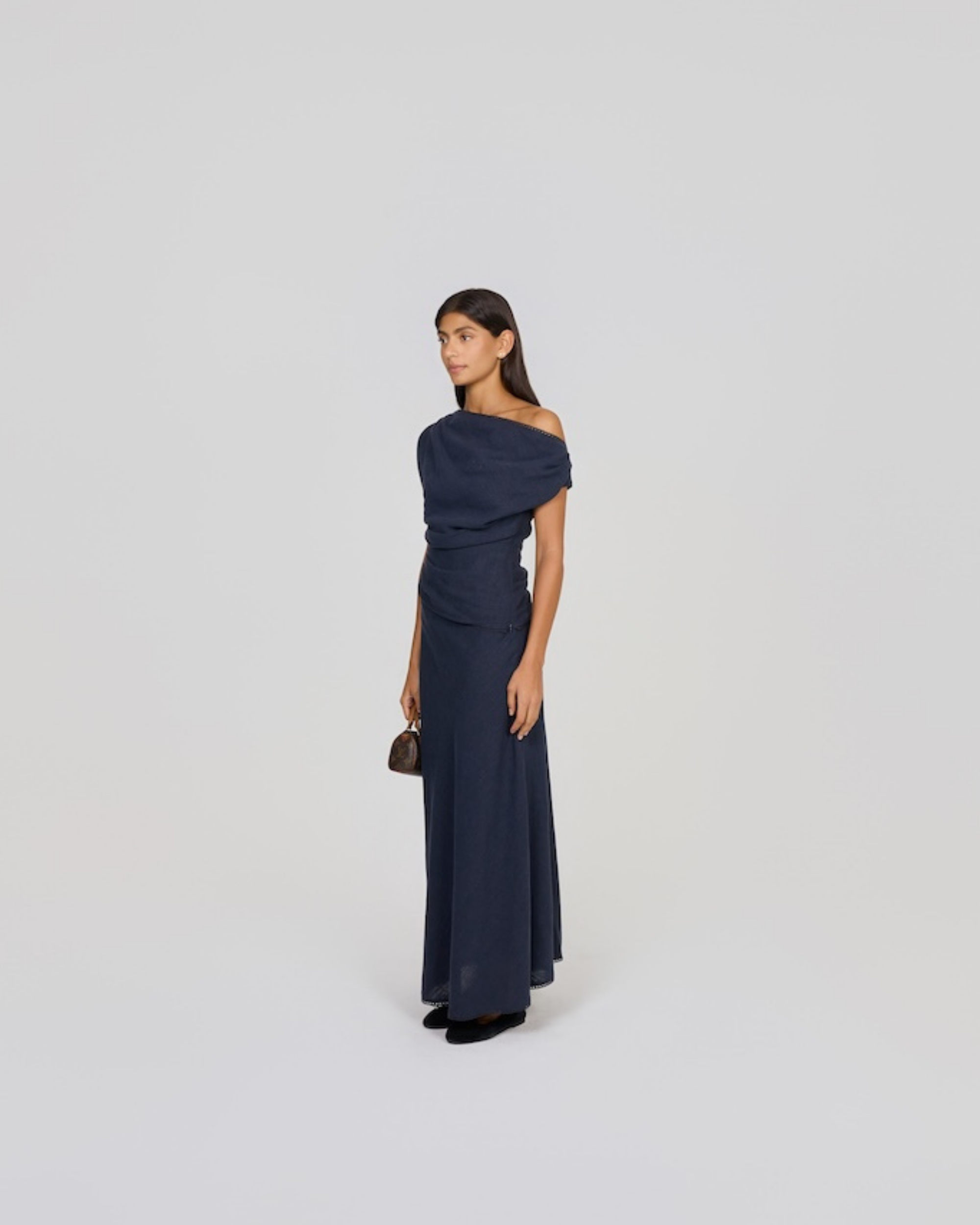 Katie One Shoulder Top in Navy – The Waiting Room